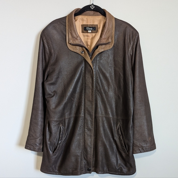 Remy Leather | Jackets & Coats | Remy Double Collar Leather Jacket ...